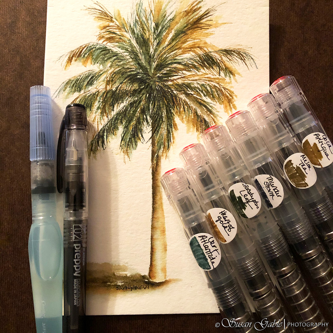 Palm Tree Pen and Ink Wash – SusieG Studio